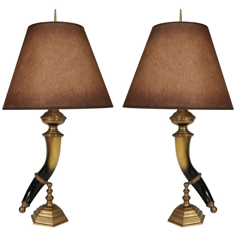 Pair of Horn Lamps by Chapman at 1stDibs