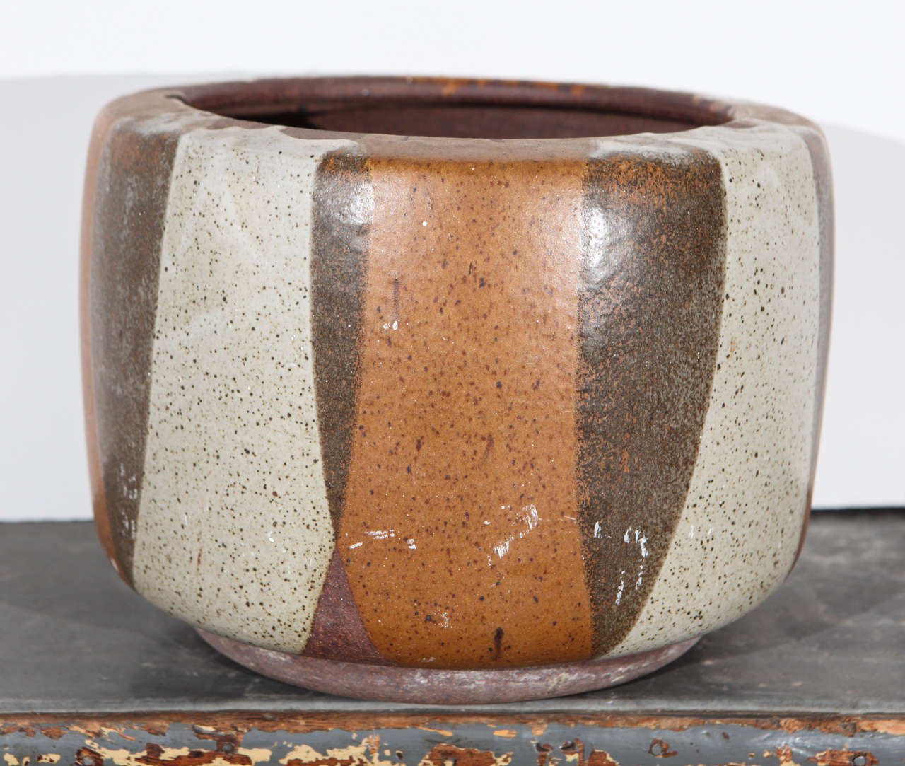 Tri-Color Flame Glaze Decorated Ceramic Planter by David Cressey for AP ...