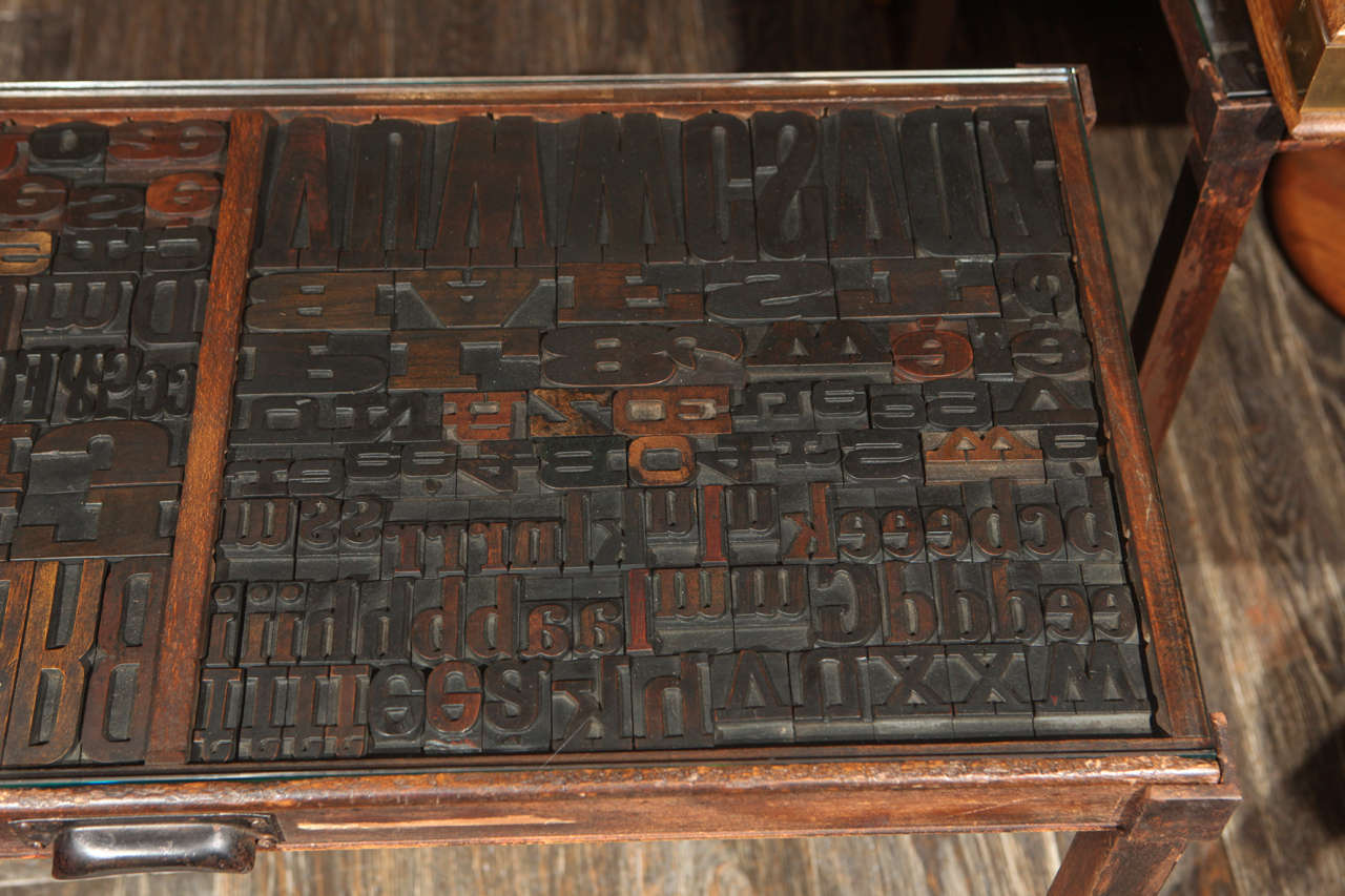 19th Century Antique Drawer Set in a Contemporary Iron Base with Glass ...