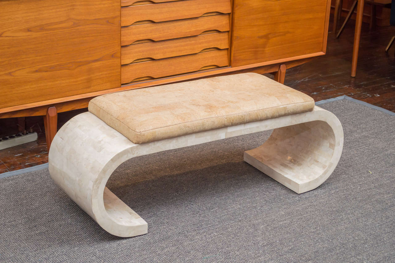 Travertine Scroll Bench at 1stDibs