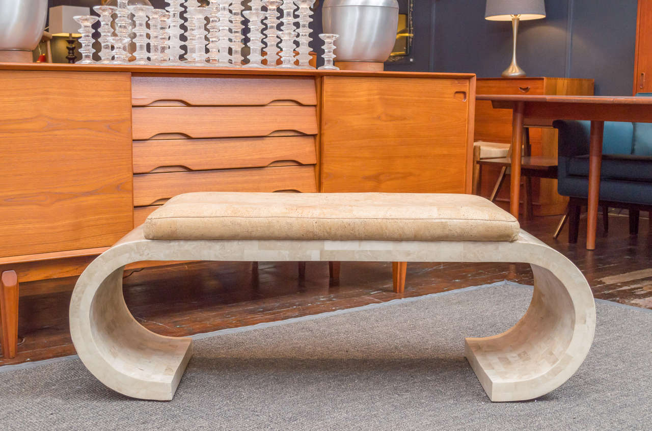 Travertine Scroll Bench at 1stDibs
