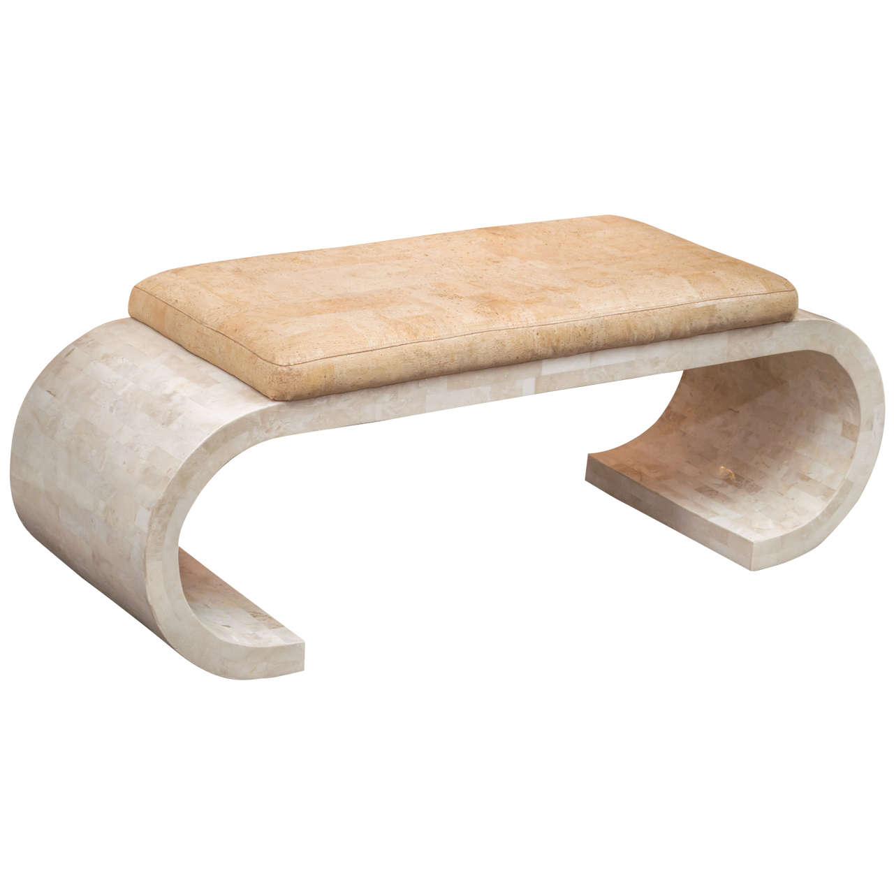 Travertine Scroll Bench at 1stDibs