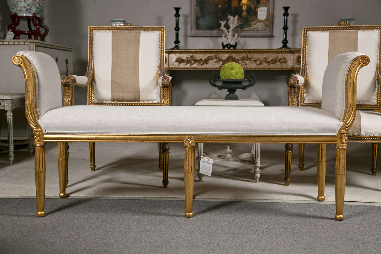 French Louis XIV Style Gilded Long Bench at 1stDibs