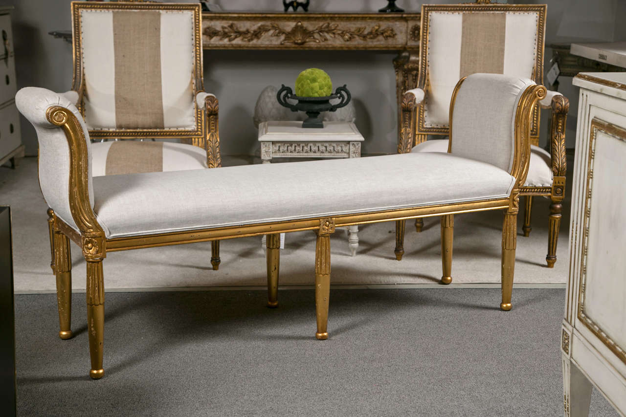 French Louis XIV Style Gilded Long Bench at 1stDibs