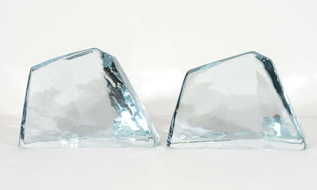 Blenko Iceberg Bookends at 1stDibs
