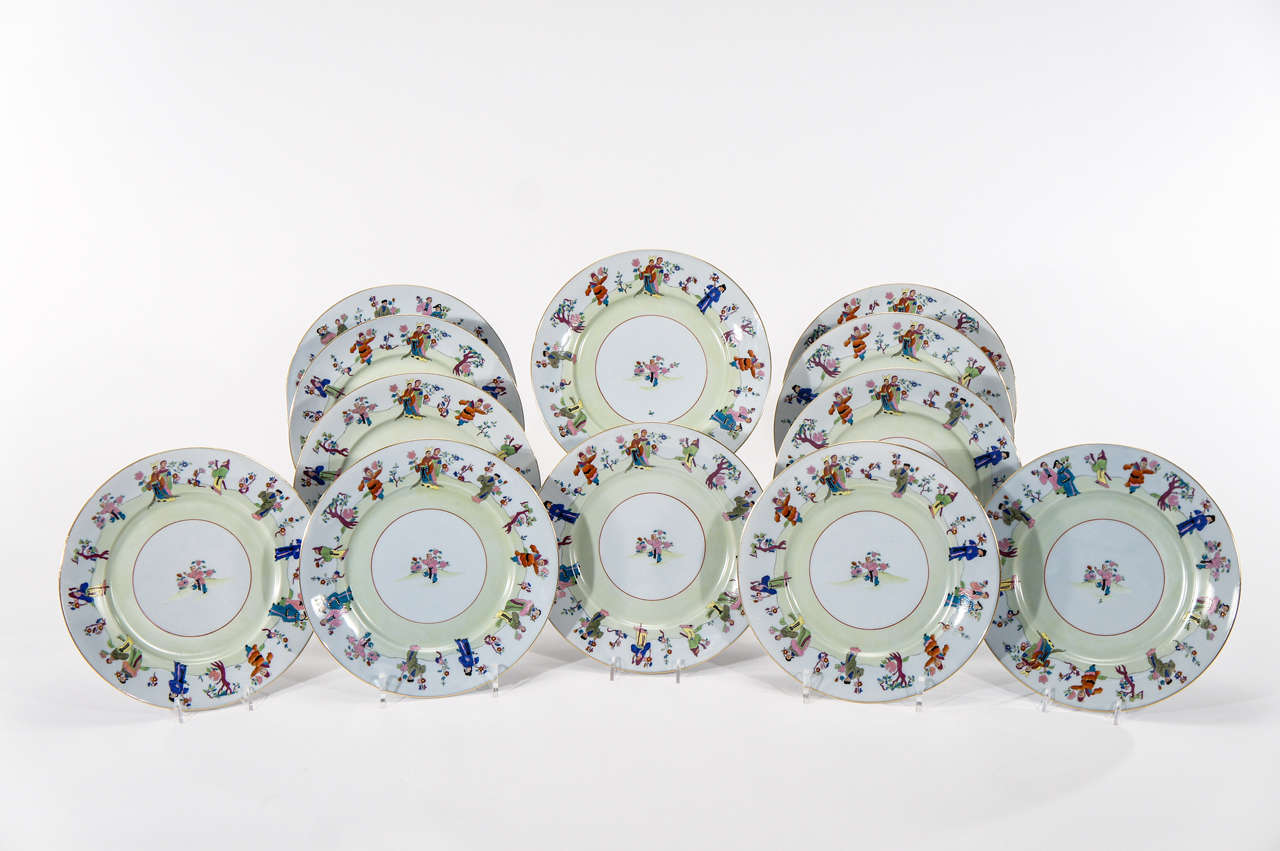 Set of 12 Herend "Csung" Hand-Painted Dinner Plates at 1stDibs