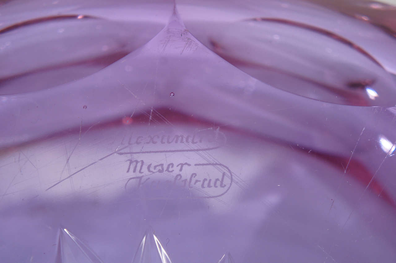 Signed Moser, Karlsbad "Alexandrite" Art Deco 3 Pc Centerpiece at 1stDibs