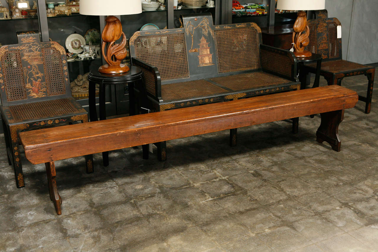 English 19C Pine School Bench at 1stDibs