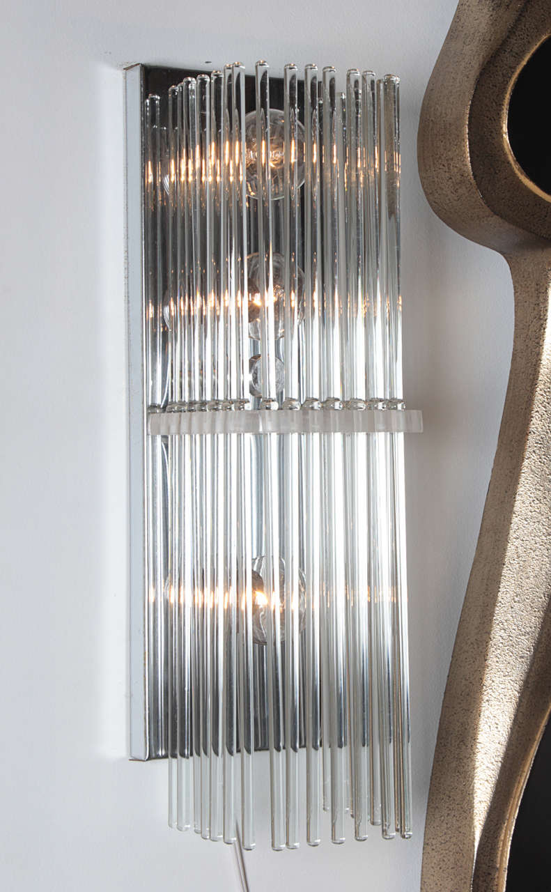 Pair of Crystal Rod Sconces by Lightolier For Sale at 1stDibs
