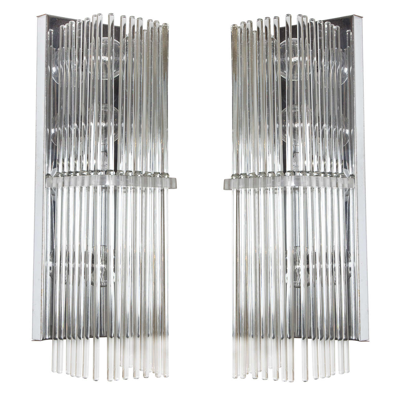 Pair of Crystal Rod Sconces by Lightolier For Sale at 1stDibs