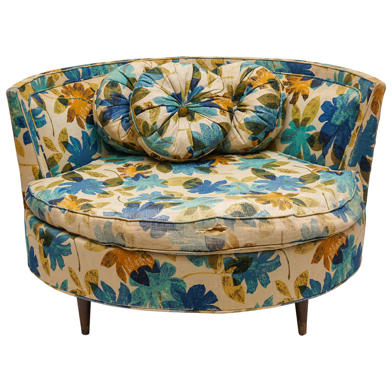 Round oversize parlor chair after Probber or Baughman at 1stDibs