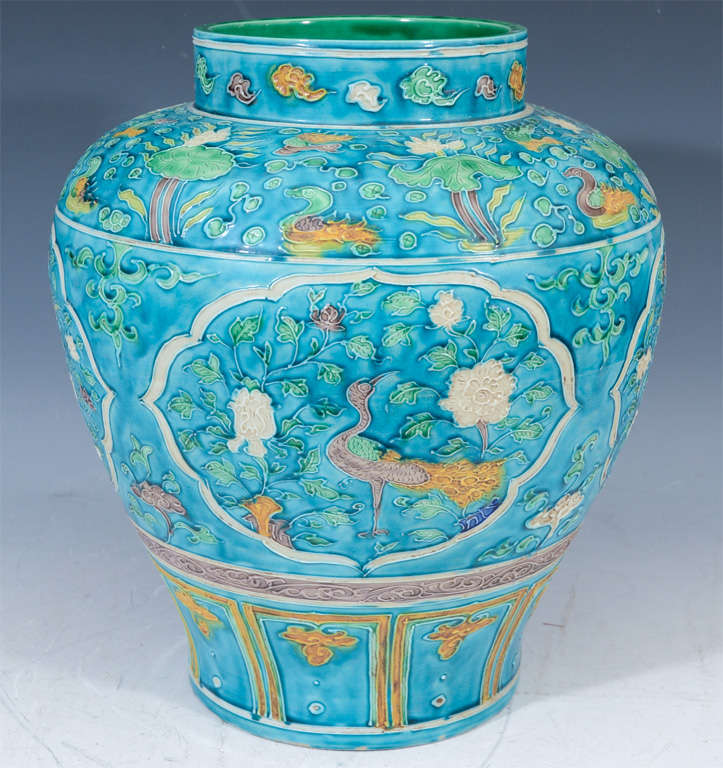 Antique Chinese Qing Dynasty Fahua Vase with Birds and Flowers at ...