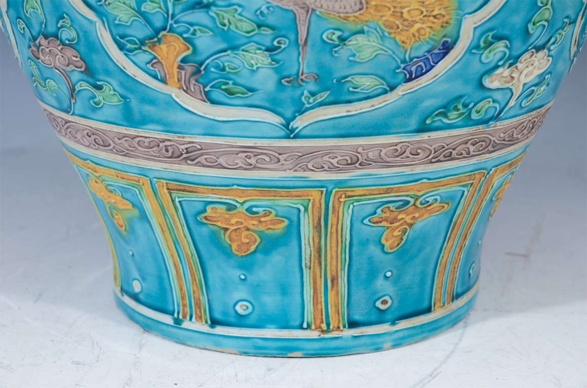 Antique Chinese Qing Dynasty Fahua Vase with Birds and Flowers at ...