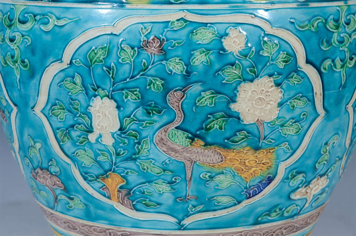 Antique Chinese Qing Dynasty Fahua Vase with Birds and Flowers at ...