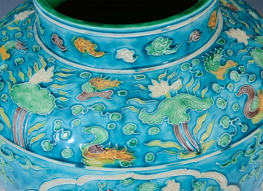 Antique Chinese Qing Dynasty Fahua Vase with Birds and Flowers at ...