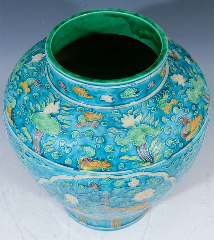 Antique Chinese Qing Dynasty Fahua Vase with Birds and Flowers at ...