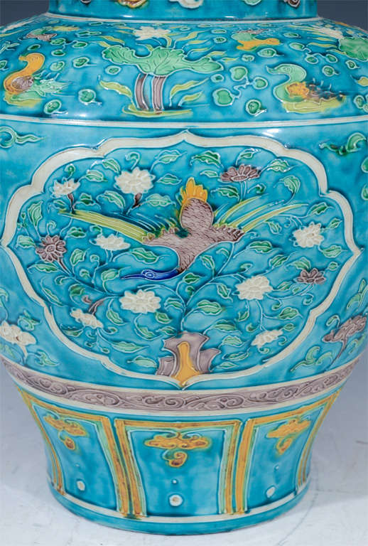Antique Chinese Qing Dynasty Fahua Vase with Birds and Flowers at ...