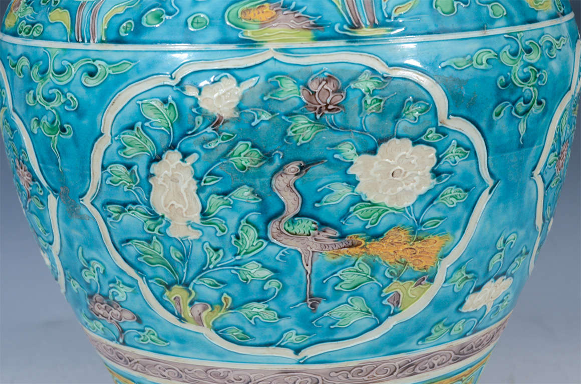 Antique Chinese Qing Dynasty Fahua Vase with Birds and Flowers at ...
