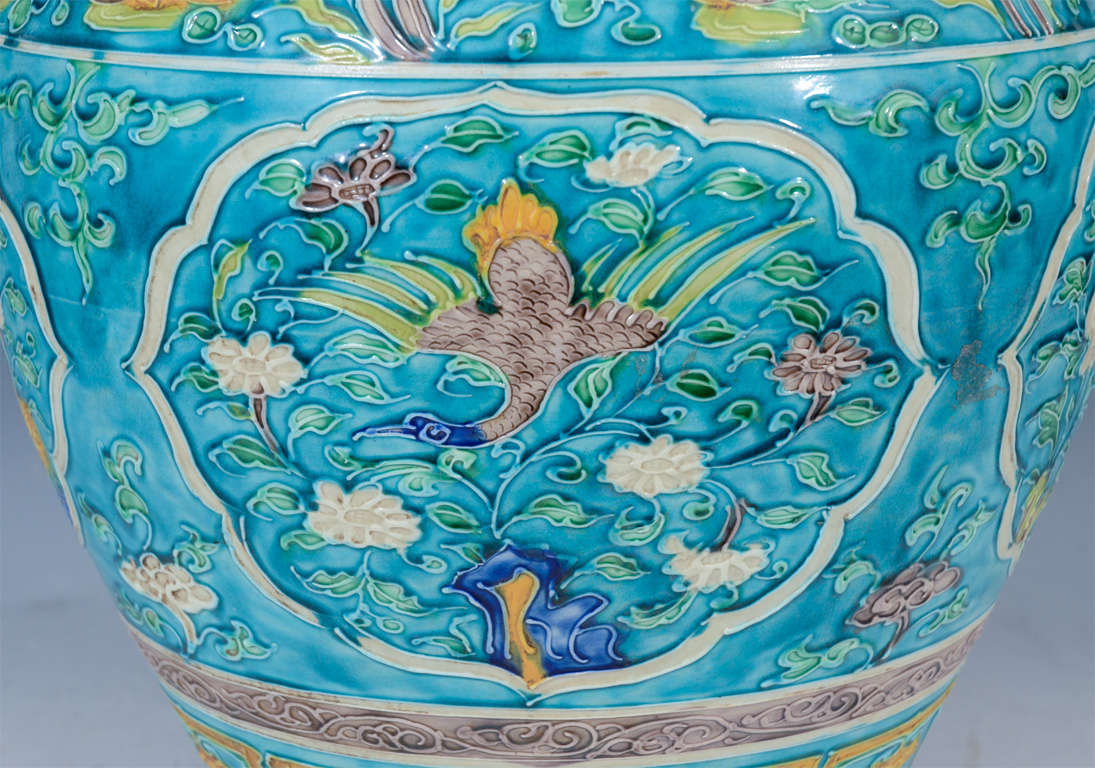 Antique Chinese Qing Dynasty Fahua Vase with Birds and Flowers at ...