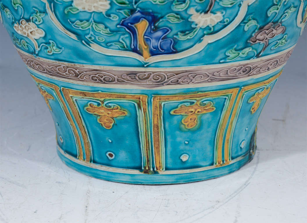 Antique Chinese Qing Dynasty Fahua Vase with Birds and Flowers at ...