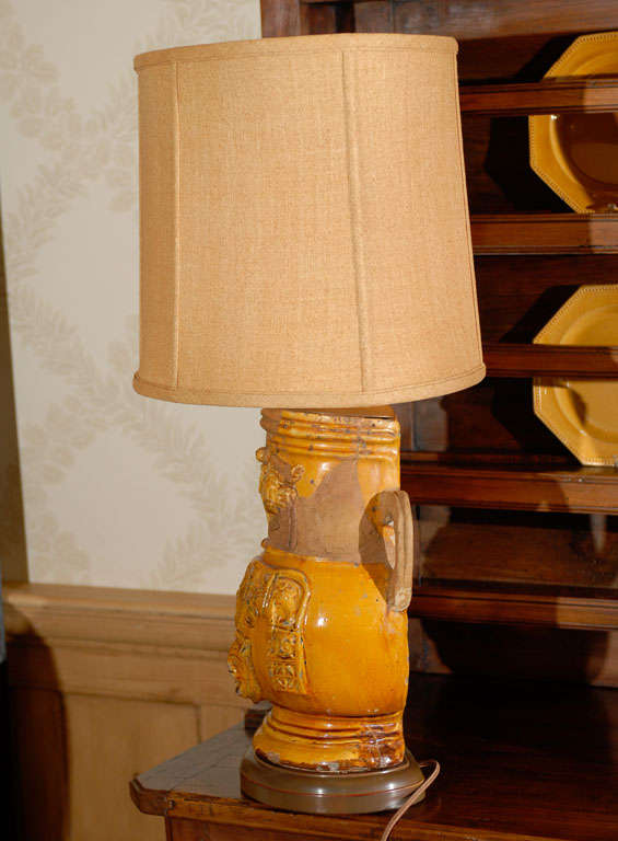 19th Century French Faience Fountain Lamp at 1stDibs