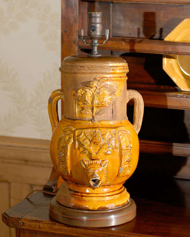 19th Century French Faience Fountain Lamp at 1stDibs