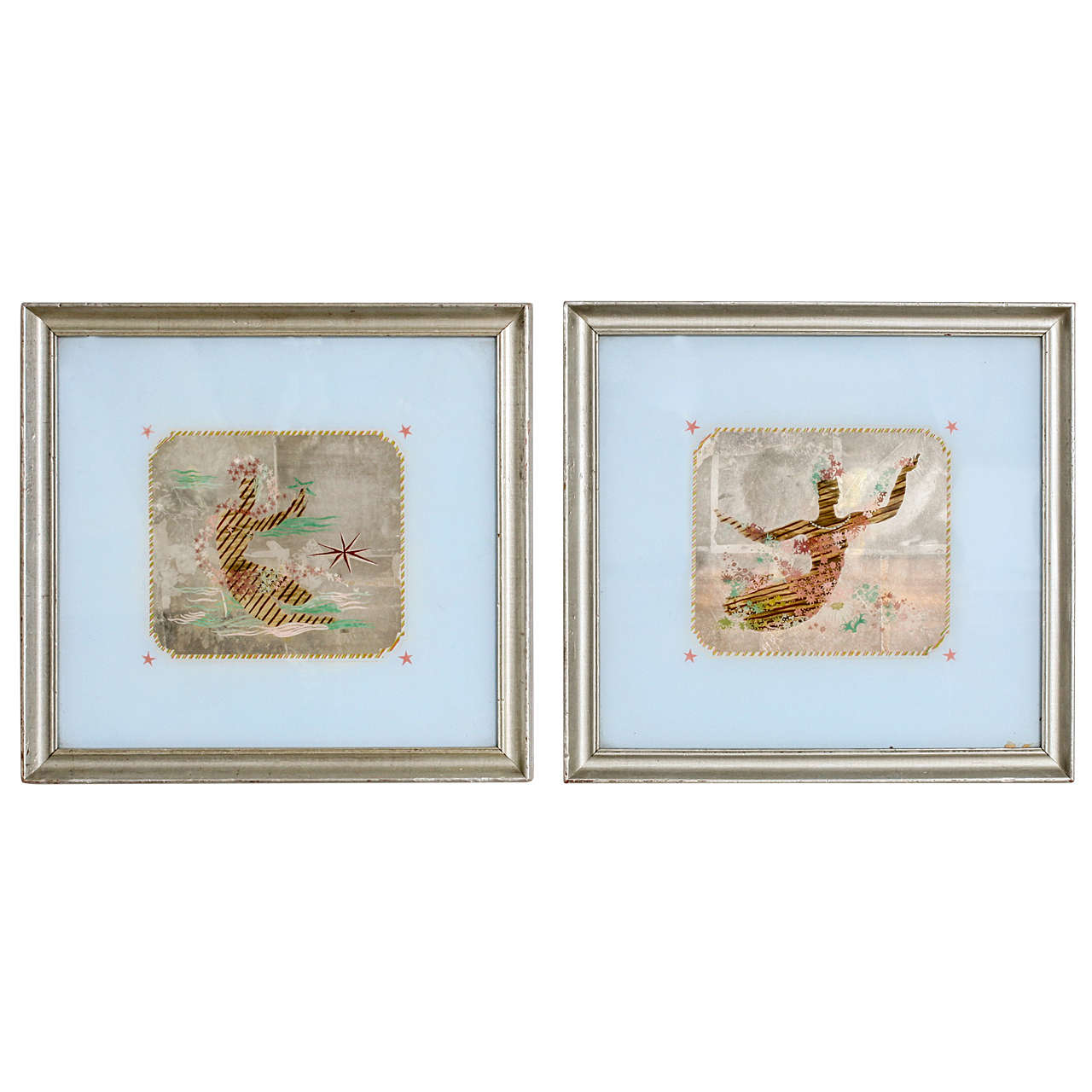 Eglomise Ladies Pictures at 1stDibs