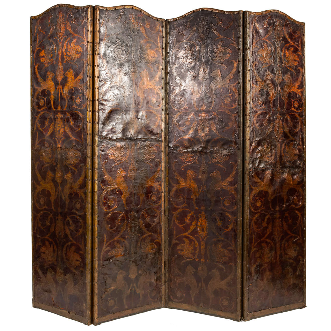 Huge Early 17th c. Italian Venezia Painted Leather Screen. For Sale at ...