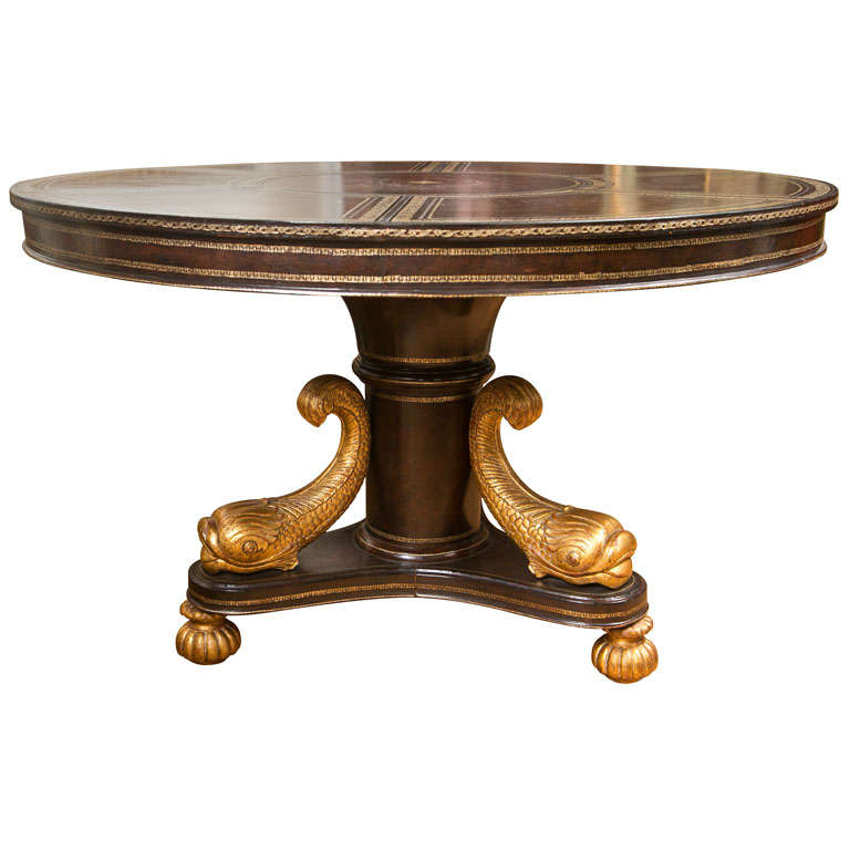 Leather Topped Center Table at 1stDibs