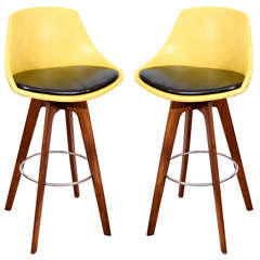 Pair of Mid Century Swivel Stools by John Yellen for I.V. Chairs at 1stDibs
