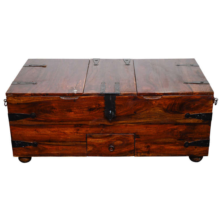 Vintage Reclaimed Wood Chest or Trunk with Metal Hardware at 1stDibs ...