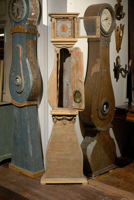 18th C. Swedish Mora Floor Clock with Unique Square-Shaped Head For ...