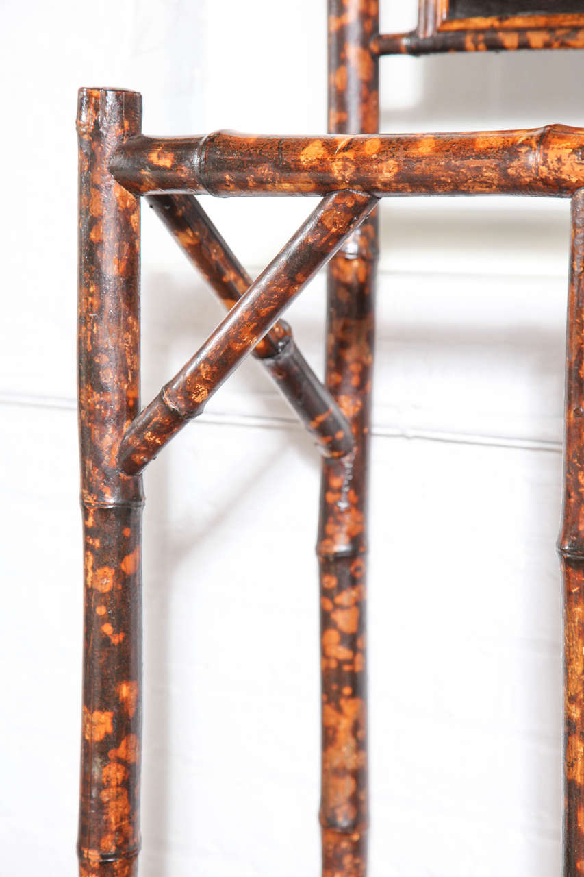A Bamboo Hall Tree with Chinoiserie Panels and Inset Leather Top and ...