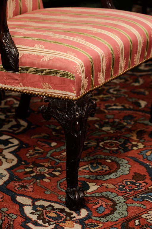 An Assembled Pair Of George III Mahogany Library Armchairs For Sale at ...