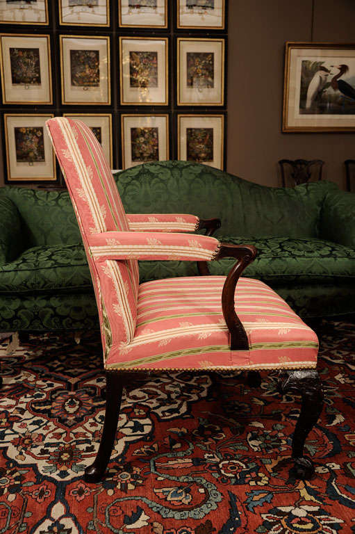 An Assembled Pair Of George III Mahogany Library Armchairs For Sale at ...