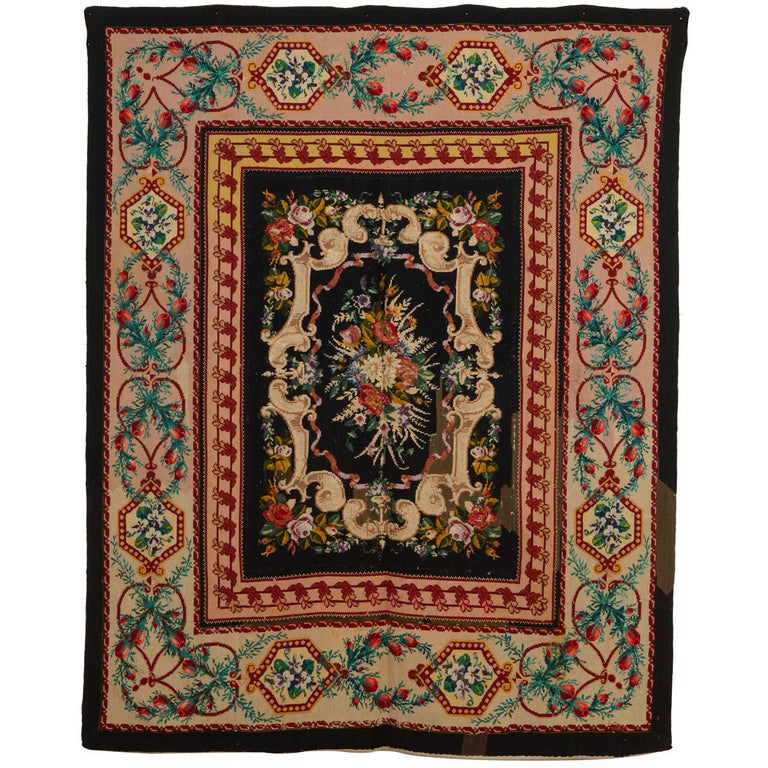 Antique Victorian English Needlework Rug For Sale at 1stDibs ...