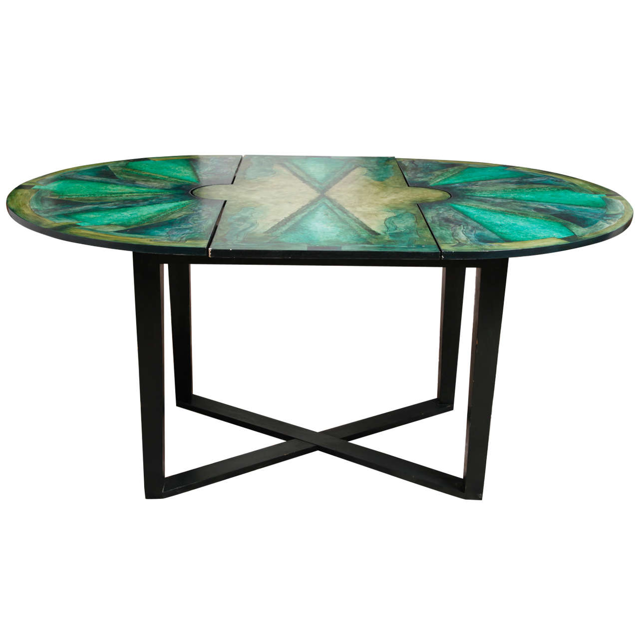 English green painted dining table at 1stDibs