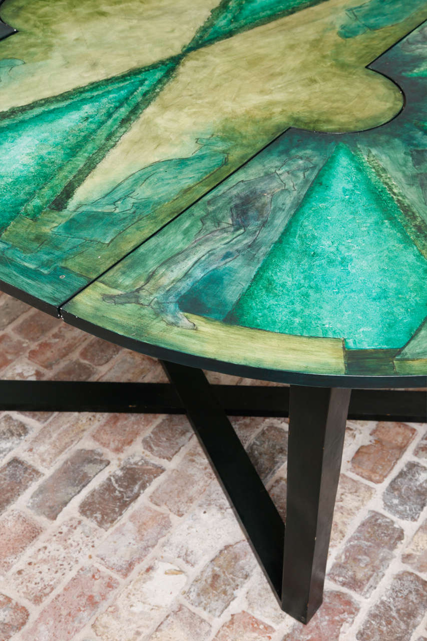 English green painted dining table at 1stDibs