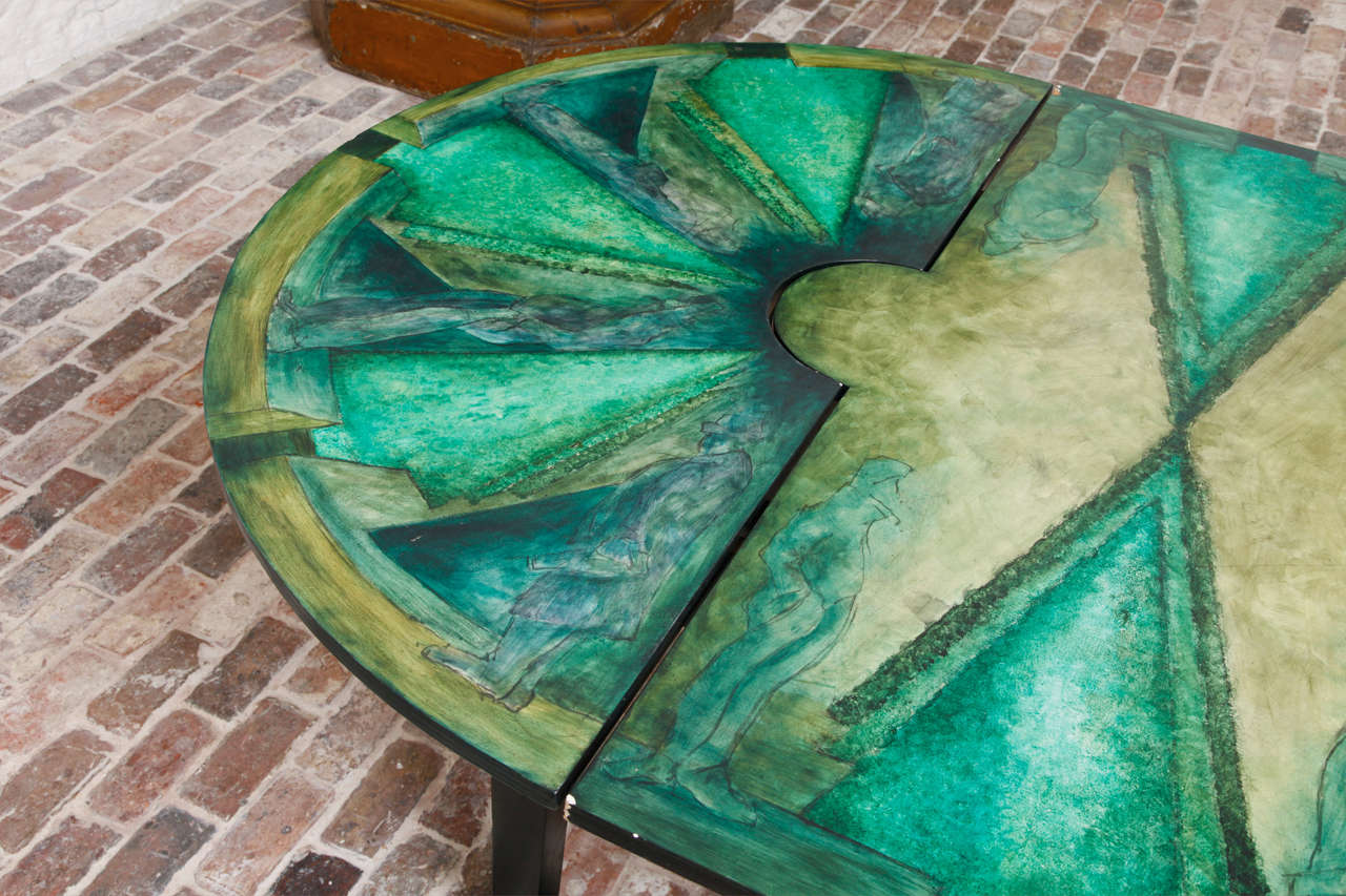 English green painted dining table at 1stDibs