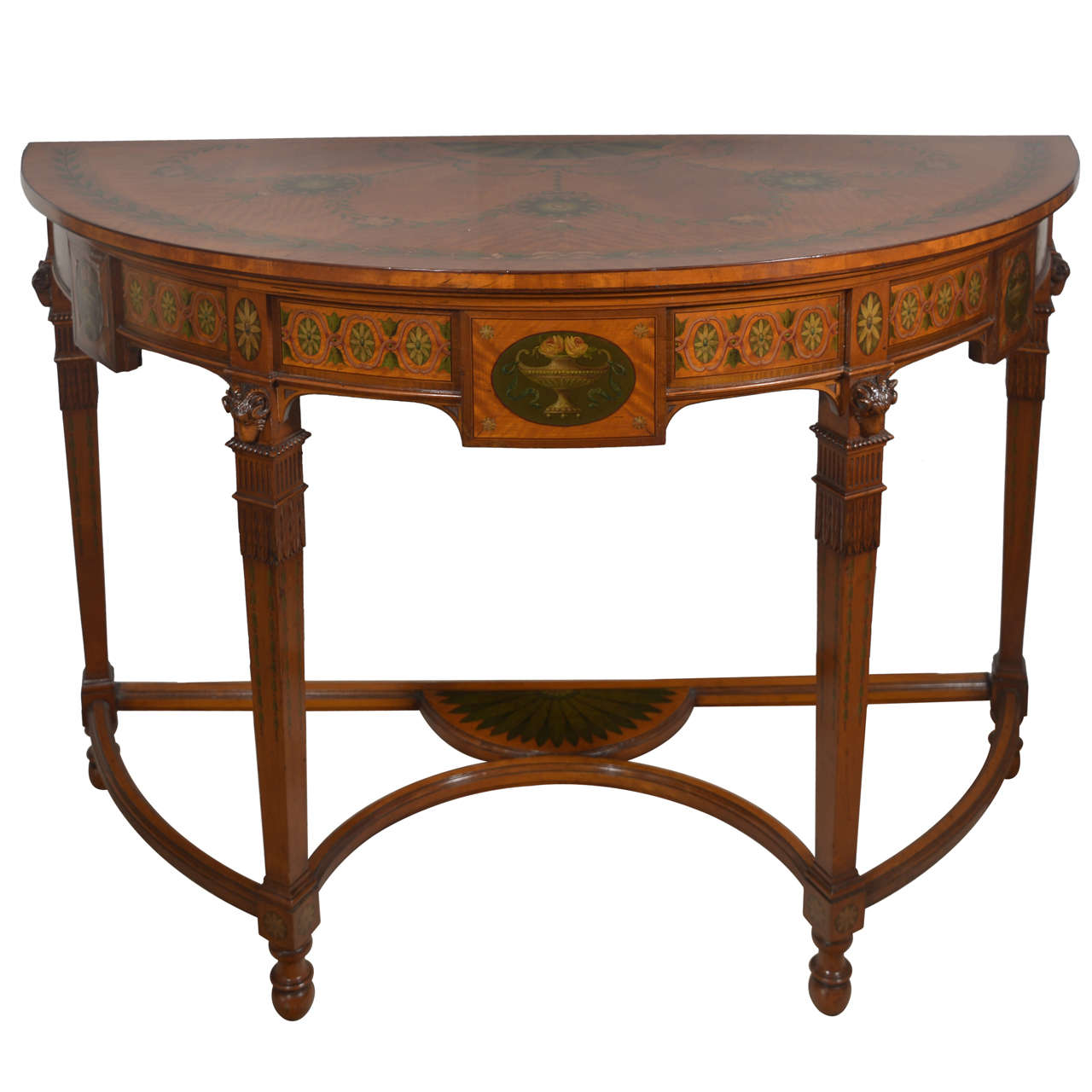 19th C Edwardian Satinwood Painted Console at 1stDibs