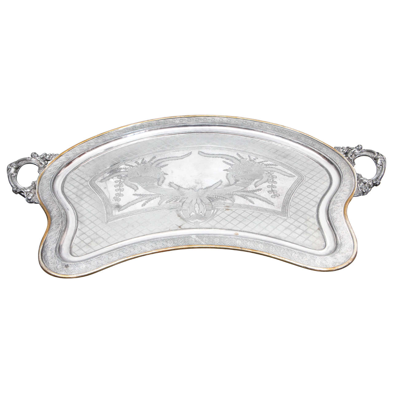 Silver Plated Butler Tray with Articulated Cherub Handles For Sale at ...