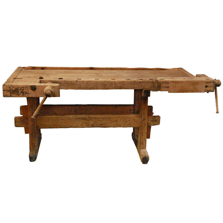 19th Century Antique English Wood Worker's Bench as Side Table or ...