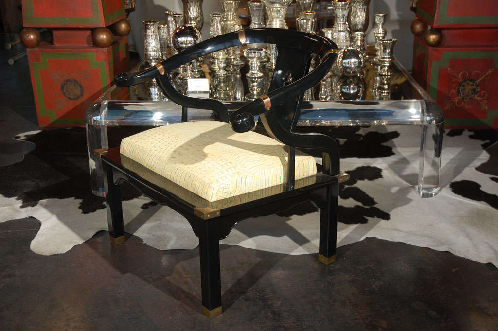 Pair of Hollywood Regency Armchairs in the Style of James Mont at 1stDibs