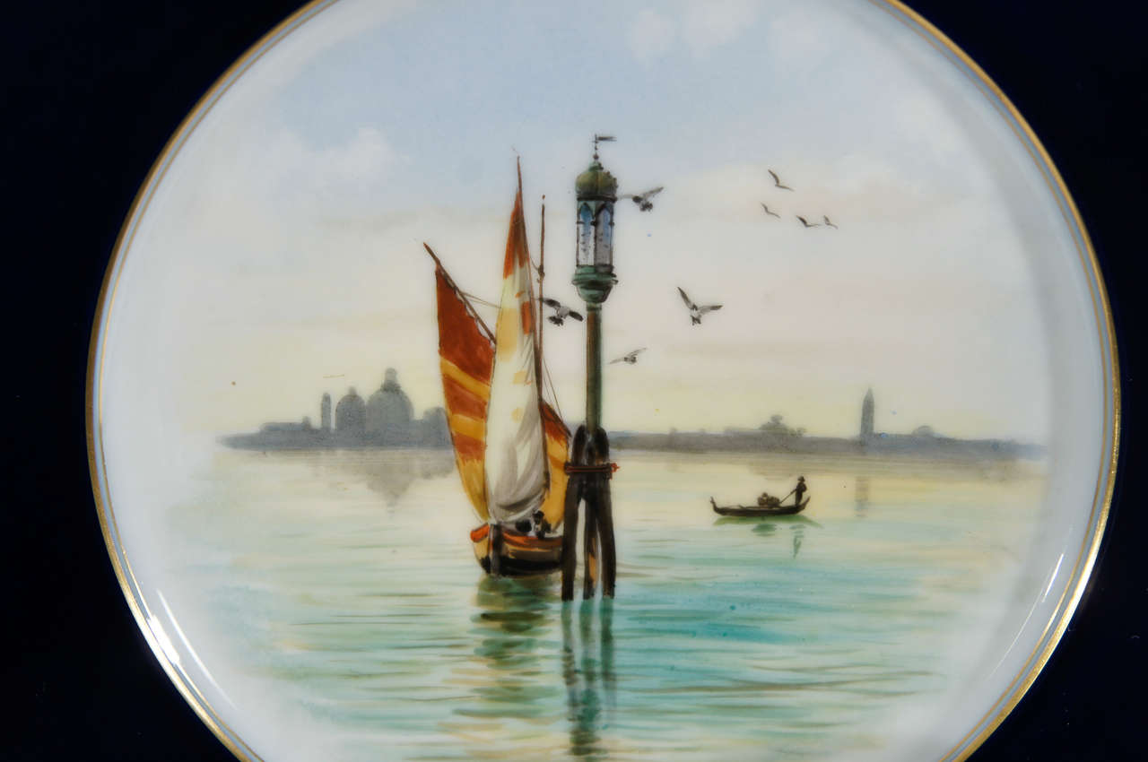 Superb Set of Twelve Salviati Hand-Painted Dessert Plates-Scenes of ...