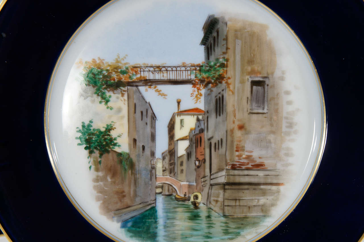 Superb Set of Twelve Salviati Hand-Painted Dessert Plates-Scenes of ...