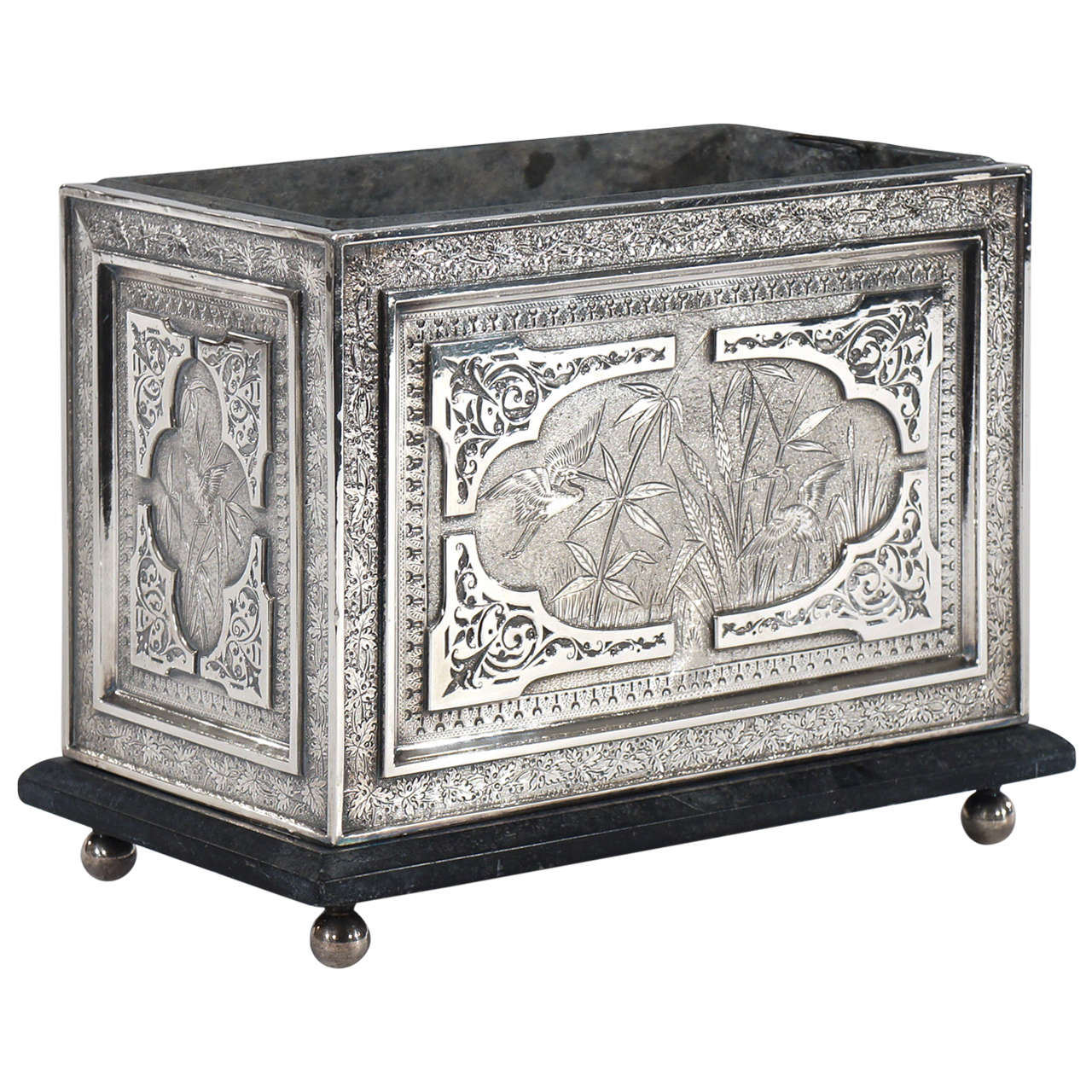 Aesthetic Movement Silver Plate Rectangular Planter with Original Liner ...