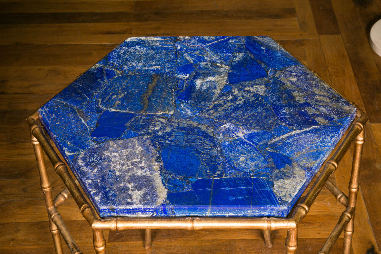 Beautiful Pair of Lapis Lazuli Pedestal Tables at 1stDibs