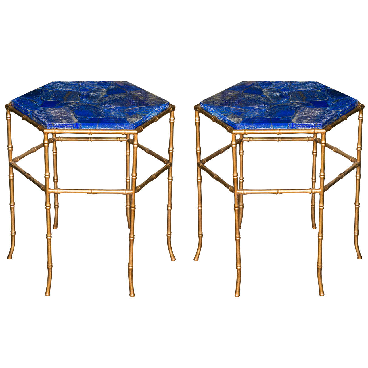 Beautiful Pair of Lapis Lazuli Pedestal Tables at 1stDibs