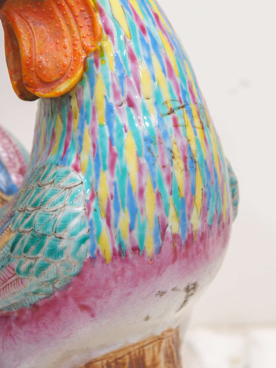Chinese Export Famille Rose Rooster at 1stDibs