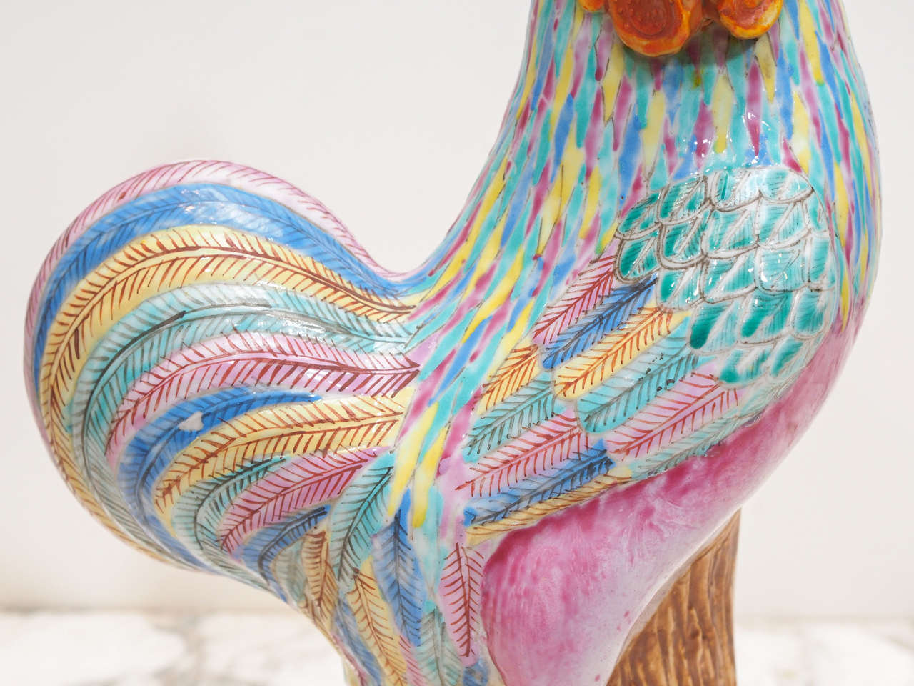 Chinese Export Famille Rose Rooster at 1stDibs